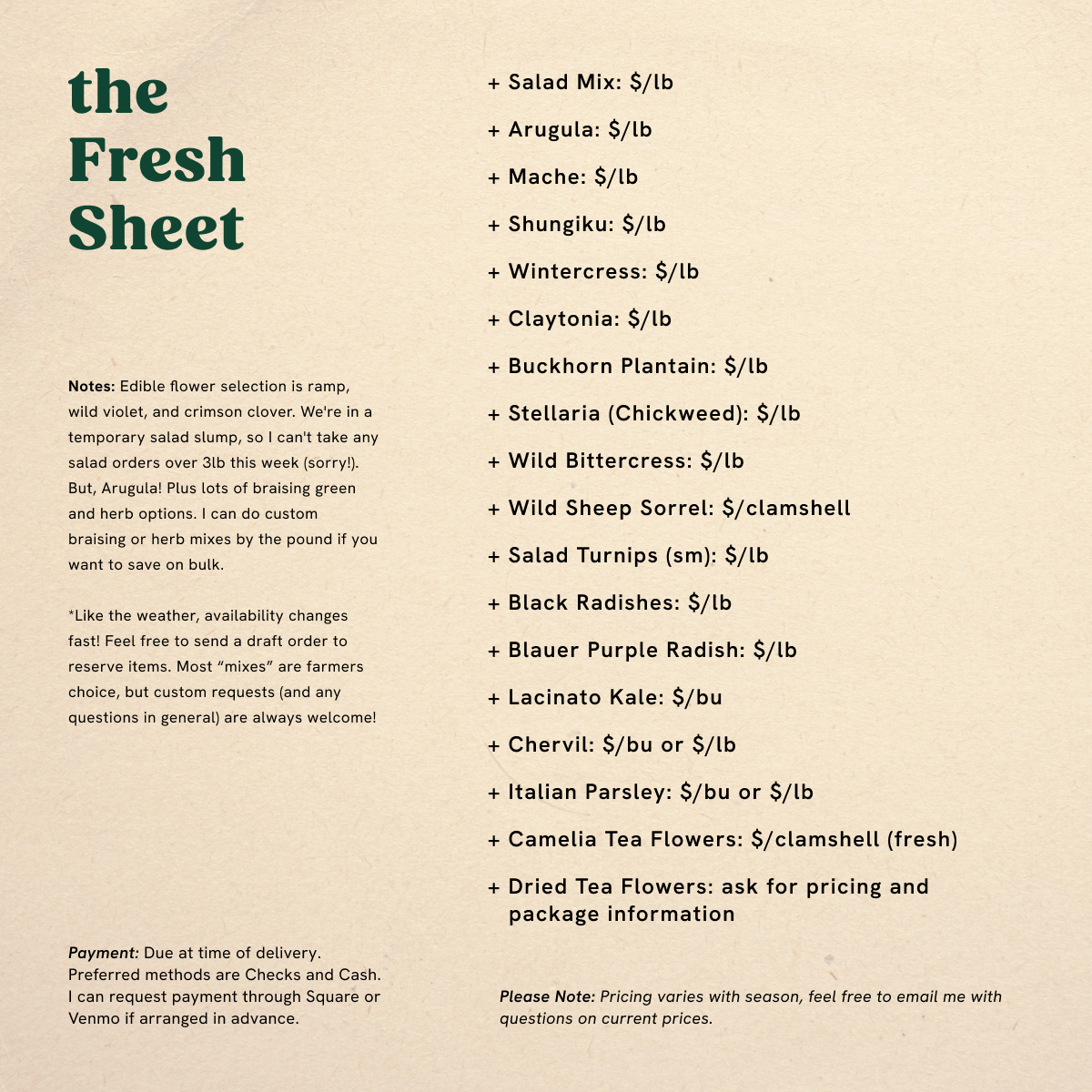 The Fresh Sheet – THE URBAN ACRE HOMESTEAD